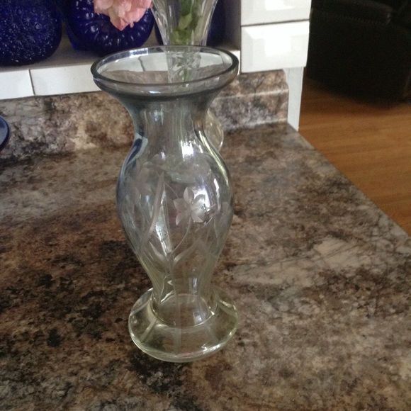 Lenox | Other | Lenox Etched Crystal Vase Floral 9 4 Blue Sheen | Poshmark